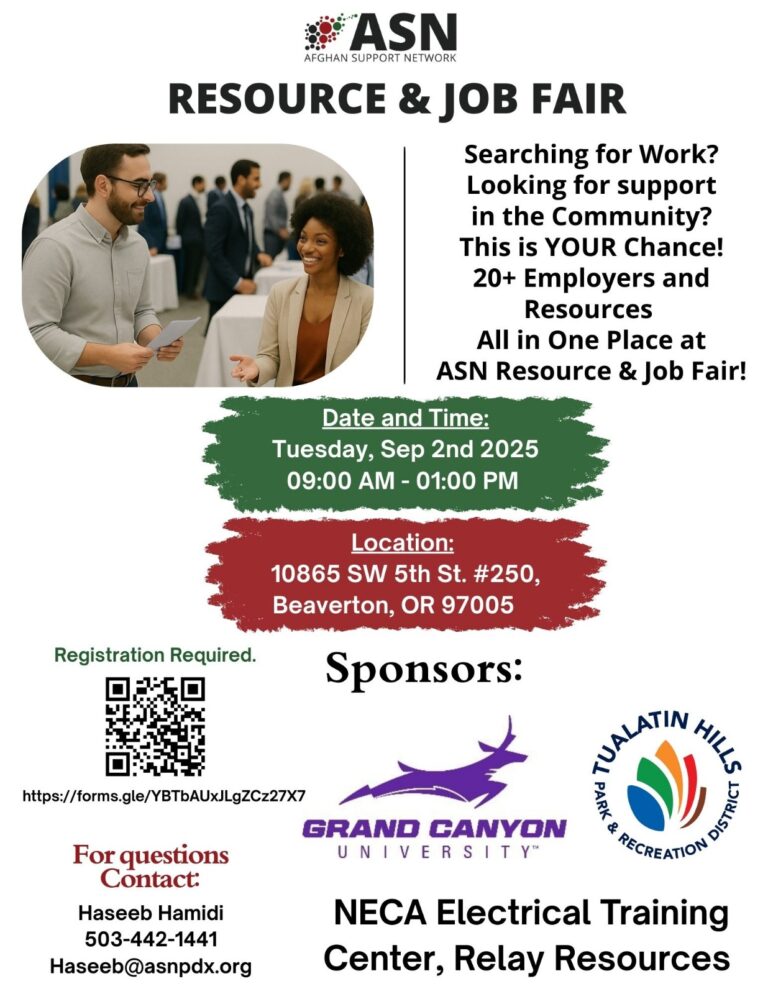 ASN’s Resource / Job Fair [September 2025] – Afghan Support Network