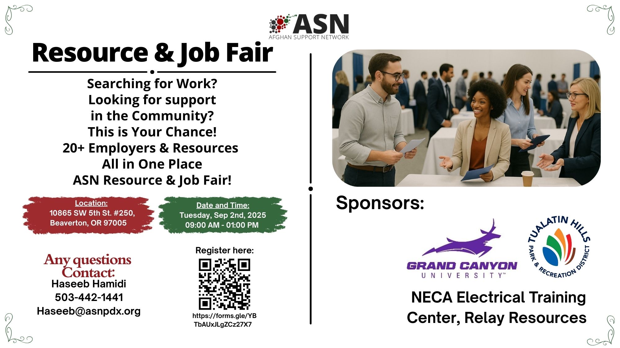 ASN’s Resource / Job Fair [September 2025] – Afghan Support Network