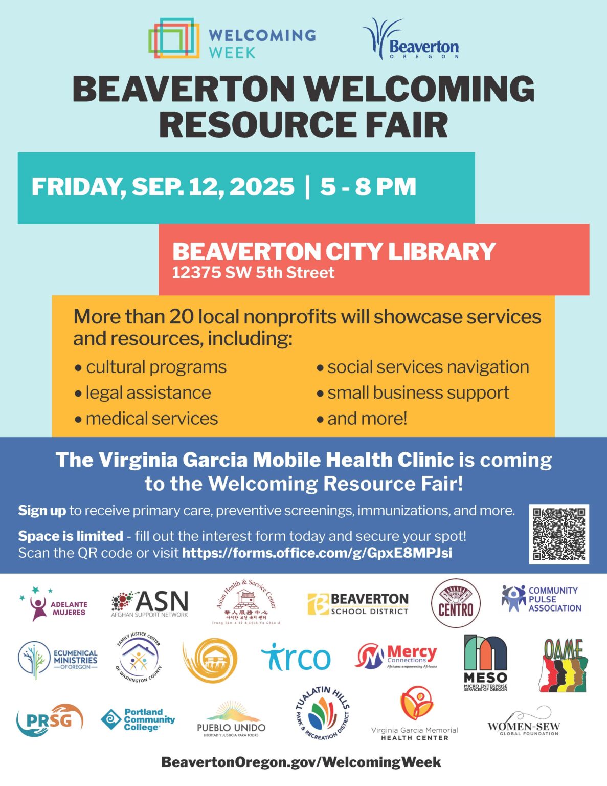 Beaverton Welcoming Week Resource Fair – 2025 – Afghan Support Network